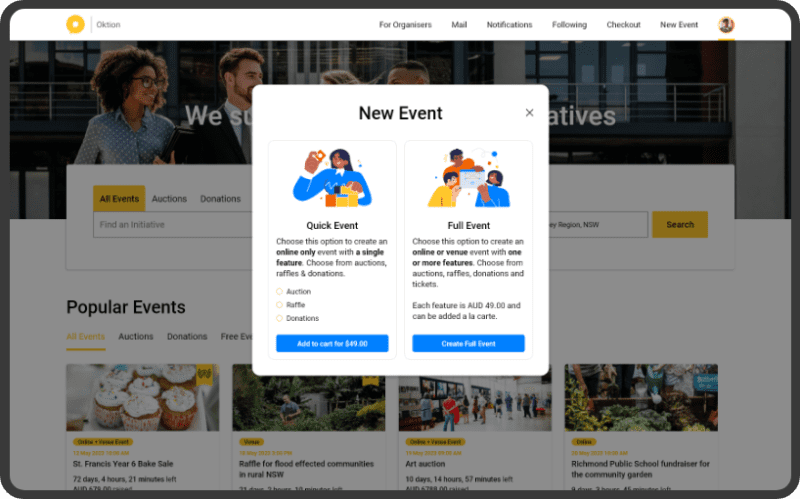 Oktion Event Setup Guide | Make an Event Easily