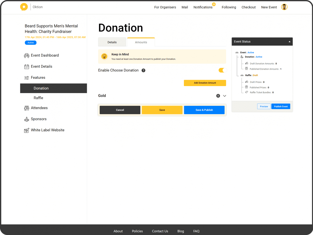 How to setup your donation feature on Oktion - Oktion